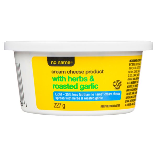 No Name Garlic & Herb Lite Cream Cheese Spread – Coastal Connection